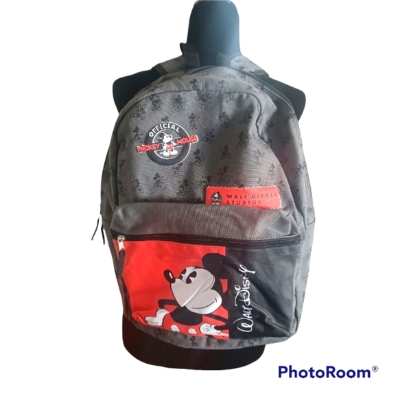 Disney | Bags | Walt Disney Grey And Red Mickey Mouse Backpack | Poshmark